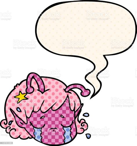 만화 외계인 우주 소녀 얼굴 만화책 스타일의 말풍선으로 우는 얼굴 공주에 대한 스톡 벡터 아트 및 기타 이미지 공주 귀여운