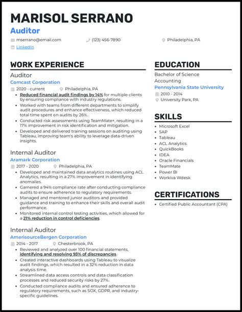 Auditor Resume Examples And Templates For