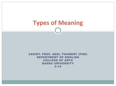 Semantics Seven Types Of Meaning Ppt