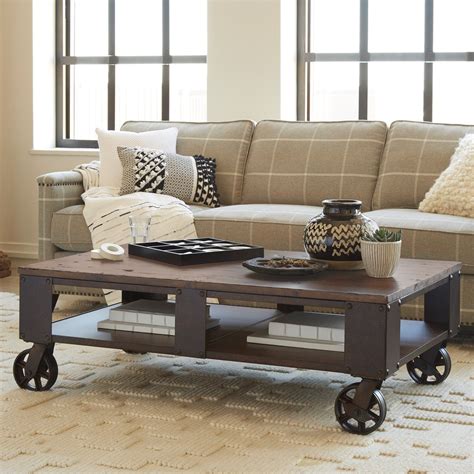 Magnussen T1755 Pinebrook Wood Rectangular Coffee Table With 2 Braking