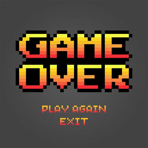 8 Bit Pixel Text Game Over Background Icon For Game Assets In Vector