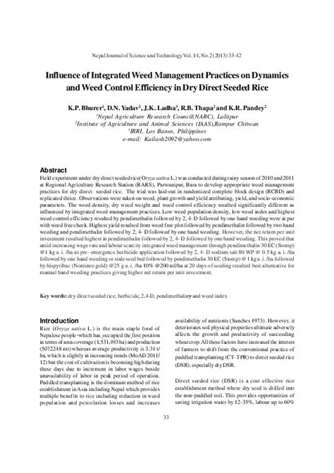 Pdf Integrated Weed Management In Bt Cotton Yield