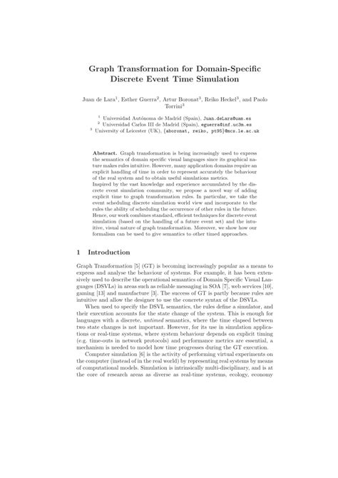 Pdf Graph Transformation For Domain Specific Discrete Event Time