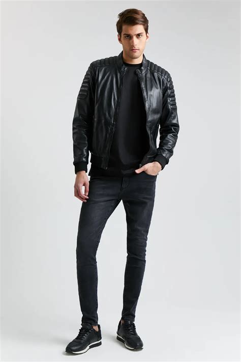 Кожаная куртка с отделкой трикотажем Urban Fashion For Men 656788003 ...