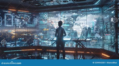 Researcher And Ai Visualizing Complex Data In High Tech Workspace Aig60