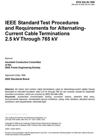 IEEE Standard Test Procedures And Requirements For Alternating Current Cable