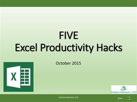Five Excel Productivity Hacks Ppt
