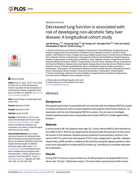 Pdf Decreased Lung Function Is Associated With Risk Of Developing Non