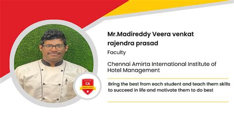 chennais amirta international institute of hotel management mr madireddy veera venkat rajendra