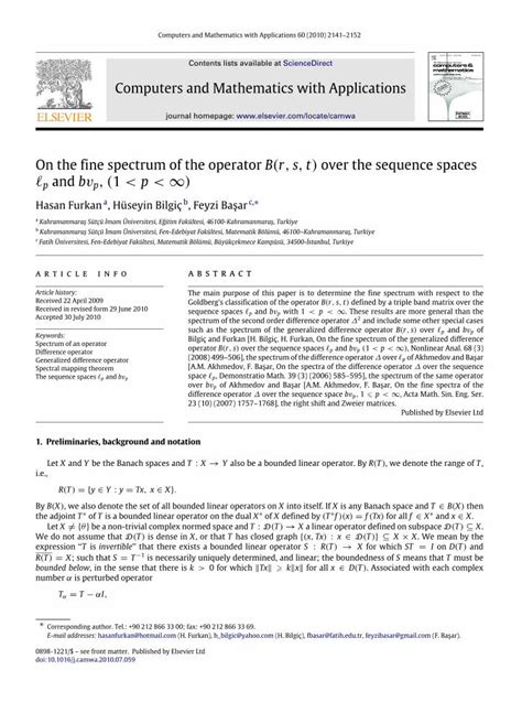 Pdf On The Fine Spectrum Of The Operator Over The Sequence Spaces And Dokumen Tips