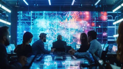 Ai Team Collaboration Futuristic Digital Interface Technology Office