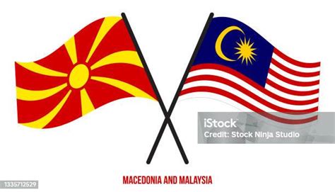 마케도니아와 말레이시아 플래그 교차 하 고 플랫 스타일을 흔들 공식 비율 올바른 색상입니다 Friends Of The Earth