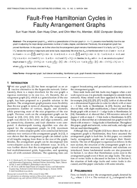 Pdf Fault Free Hamiltonian Cycles In Faulty Arrangement Graphs
