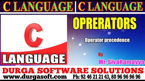 C Language Tutorialonlinetrainingoperatorsoperator Precedence By Sivaramayya Youtube