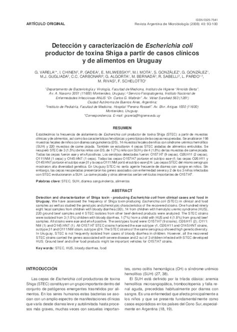 Pdf [detection And Characterization Of Shiga Toxin Producing Escherichia Coli From Clinical