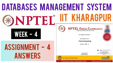 Nptel Database Management System Assignment 4 Answers Dbms Week 4