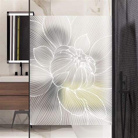 Customized Size Peony Decorated Window Film That Lets In Light Frosted