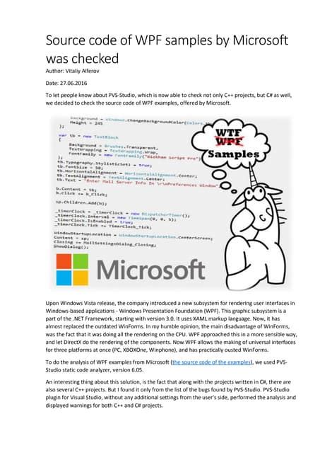 source code of wpf samples by microsoft was checked pdf
