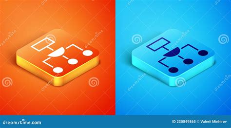 Isometric Algorithm Icon Isolated On Orange And Blue Background Algorithm Symbol Design From