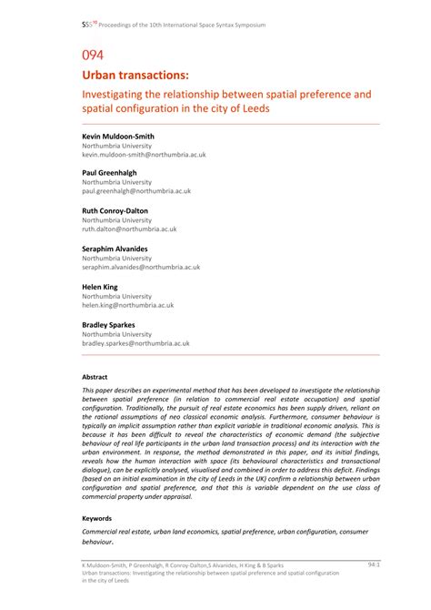 Pdf Urban Transactions Investigating The Relationship Between