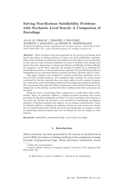 Pdf Solving Non Boolean Satisfiability Problems With Stochastic Local