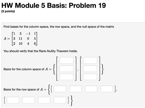 Solved HW Module 5 Basis Problem 19 3 Points Find Bases Chegg Com
