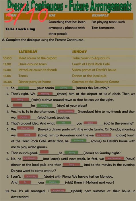 Present Continuous Future Arrangements Ayudaaa Brainlylat