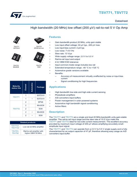 STMicroelectronics Datasheets Mouser