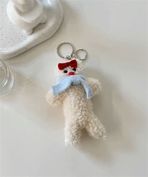 빠른출고재고확보 리본 고양이 인형고리 가방고리 백참 인형 키링 에이블리