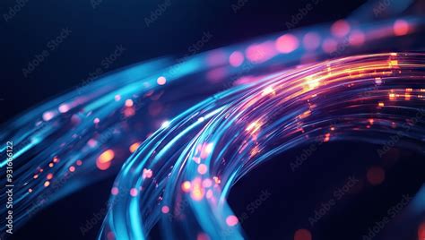 Detailed Fiber Optic Cable With Vibrant Colors And Lights In An Ultra