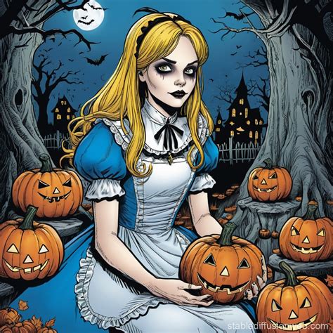 Alice S Weird Halloween In A Twisted Wonderland Stable Diffusion Online