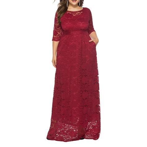 Gvmfive Women Plus Size Dresses Lace Half Sleeve Evening Party Formal Dress 6xl
