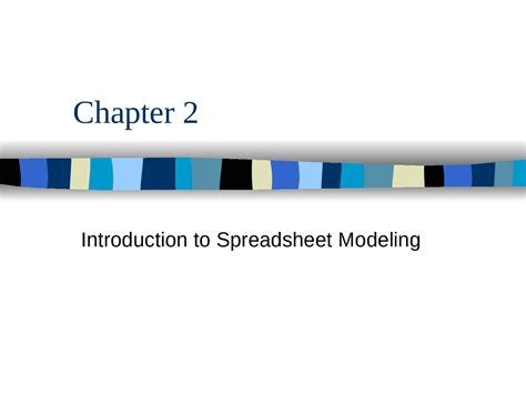 Introduction To Spreadsheet Modeling Lecture Notes Apbs 1000 Docsity