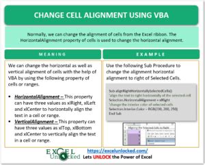 Change Cell Alignment Using Vba Excel Unlocked
