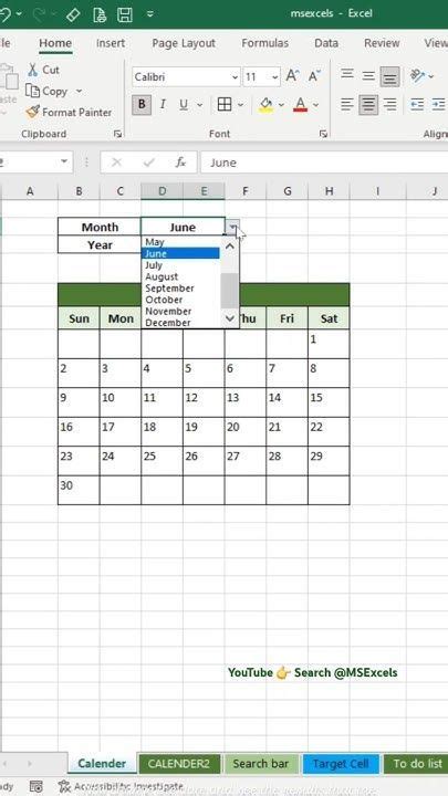 Calender In Excel ‼️ Amazing Excel Trick Using Data Validation And
