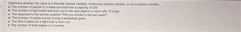 Solved Determine Whether The Value Is A Discrete Random