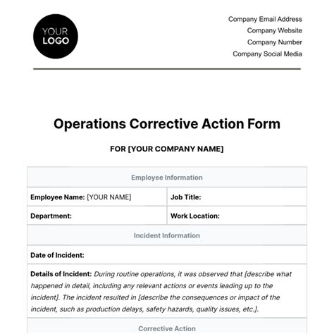 Operations Corrective Action Form Template Edit Online Download Example Template Net