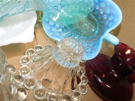 Depression Glass Milk Glass Blue Opalescent