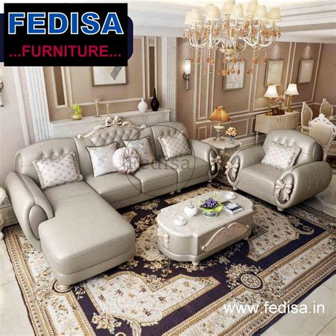 Classical Luxury L Shape Sofa L Shaped Tan Leather Sofa Office Sofa Set