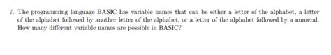 Solved The Programming Language Basic Has Variable Names That Can Be 1 Answer Transtutors