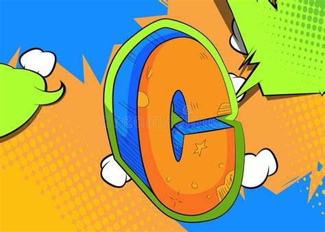 Cartoon Letter C Comic Book Alphabet Retro Vector Comics Pop Art