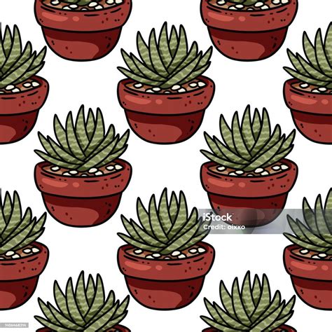 귀여운 만화 즙이 많은 식물은 원활한 테두리 패턴을 낙서합니다 화분 식물 벡터 반복 가능한 배경 텍스처 타일 포장용 디자인 벽지를위한 재고 인쇄의 아늑한 템플릿 0명에 대한