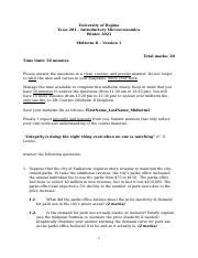 Econ 201 W21 Midterm 2 Version 1 Doc University Of Regina Econ 201 Introductory