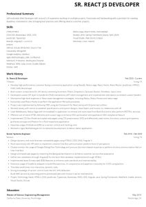 Senior React Developer Resume Samples React Resumes