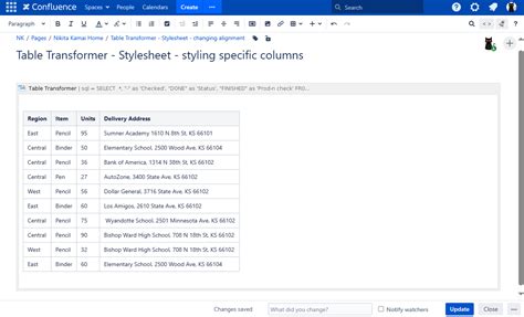 styling specific columns css