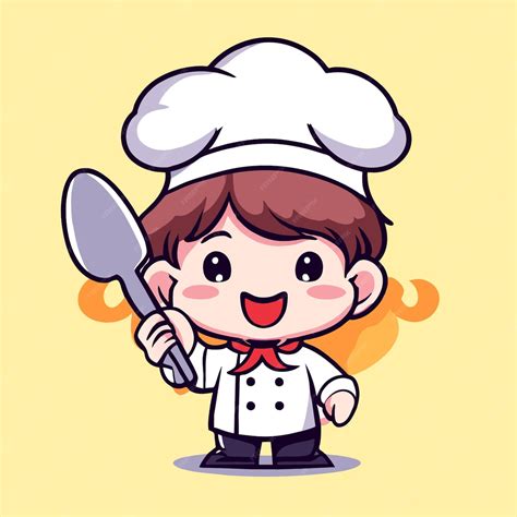 동적 인 어린이 요리사 만화 터 일러스트레이션 프리미엄 Ai 생성 벡터