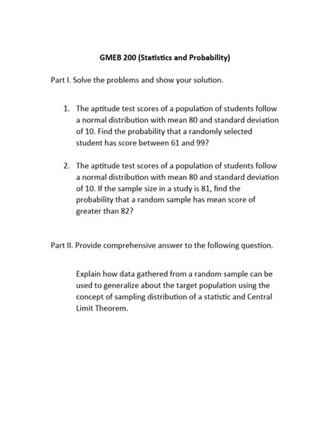Statistics And Probability Sample Activities Pdf Normal