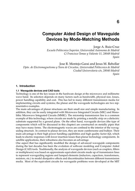 Pdf Computer Aided Design Of Waveguide Devices By Mode Matching Methods