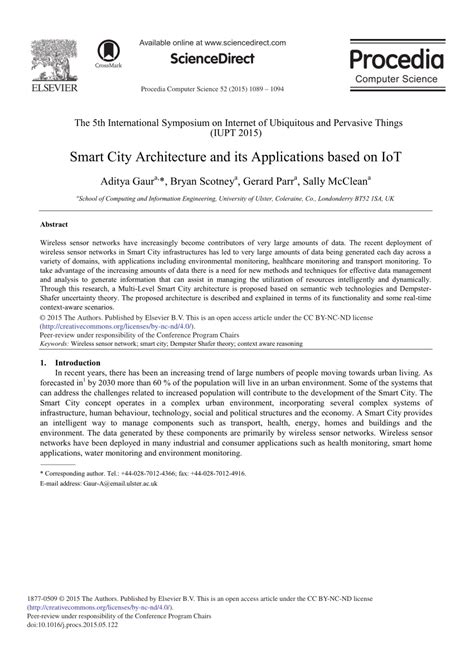 Pdf Smart City Architecture And Its Applications Based On Iot