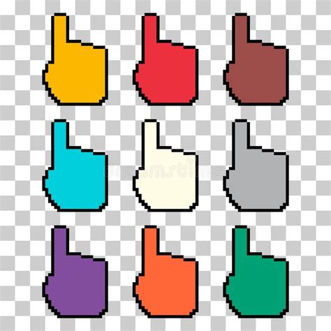 Set Of Finger Pixel Icon Web Cursor Click Mouse Symbol Computer Pointer Vector Illustration